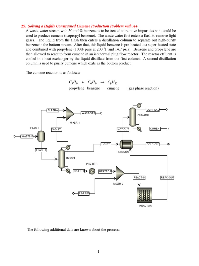 Cumene Production Process Simulation | PDF | Distillation | Chemical ...