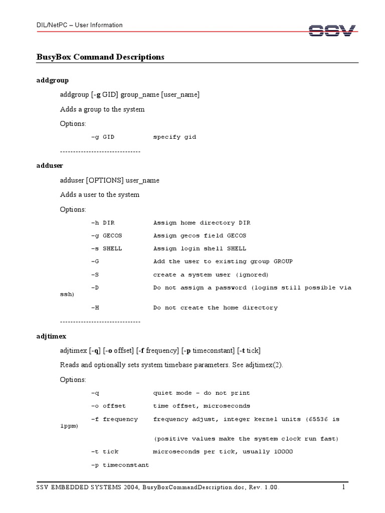 BusyBox Command Descriptions Guide | PDF | Domain Name System | File System