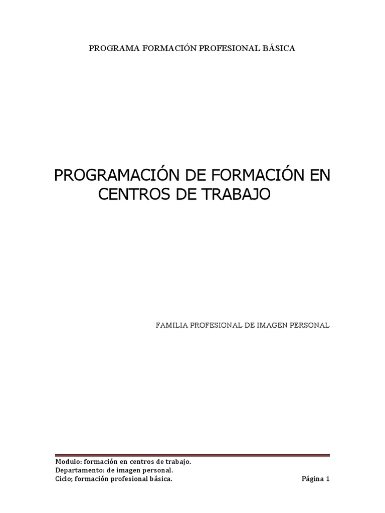 Programacion FCT 1º | PDF | Desarrollo profesional | Productos cosméticos