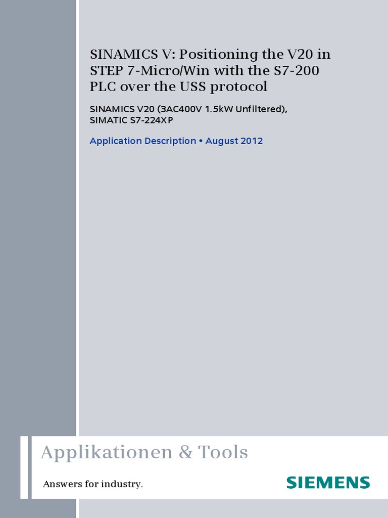 Applikationen & Tools: SINAMICS V: Positioning The V20 in STEP 7-Micro/Win With The S7-200 PLC ...