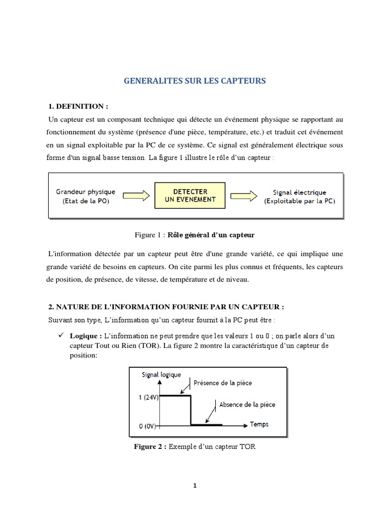 Généralités sur les capteurs logiques | PDF | Capteur | Électromagnétisme