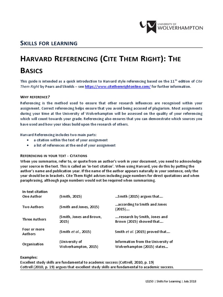 Harvard Referencing Basics Guide | PDF | Citation | Written Communication