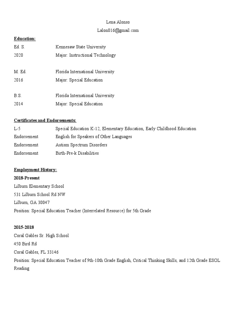 Lena Alonso-Professional Resume 1 | PDF