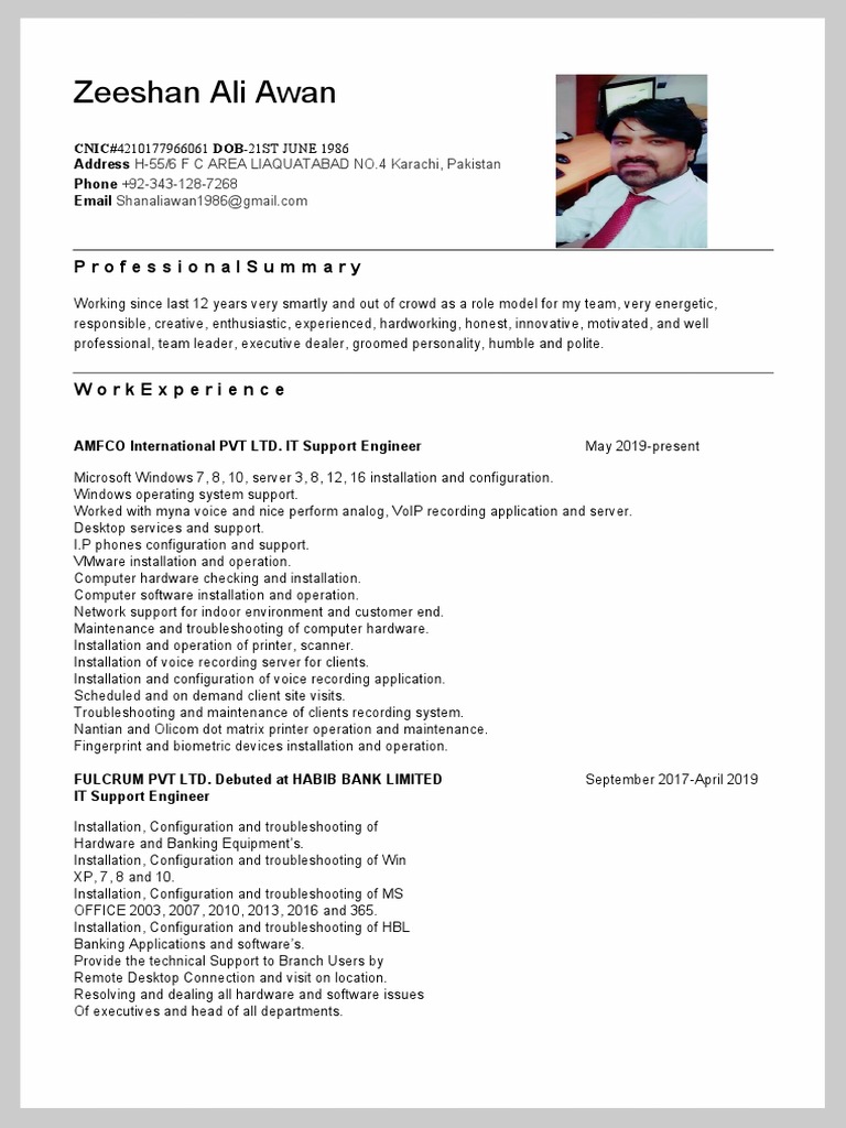 Zeeshan Ali Awan: Professionalsummary | PDF | Remote Desktop Services | Operating System