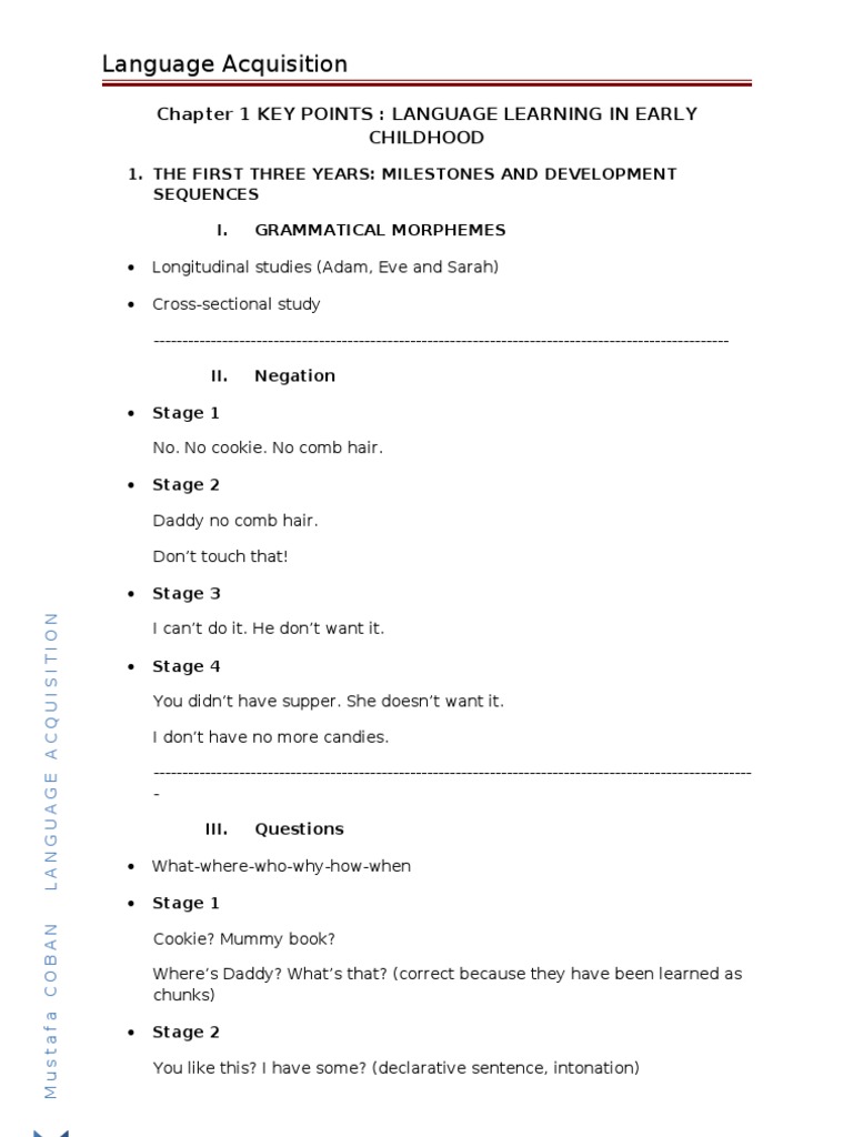 Language Acquisition Milestones in Early Childhood | PDF | Language ...