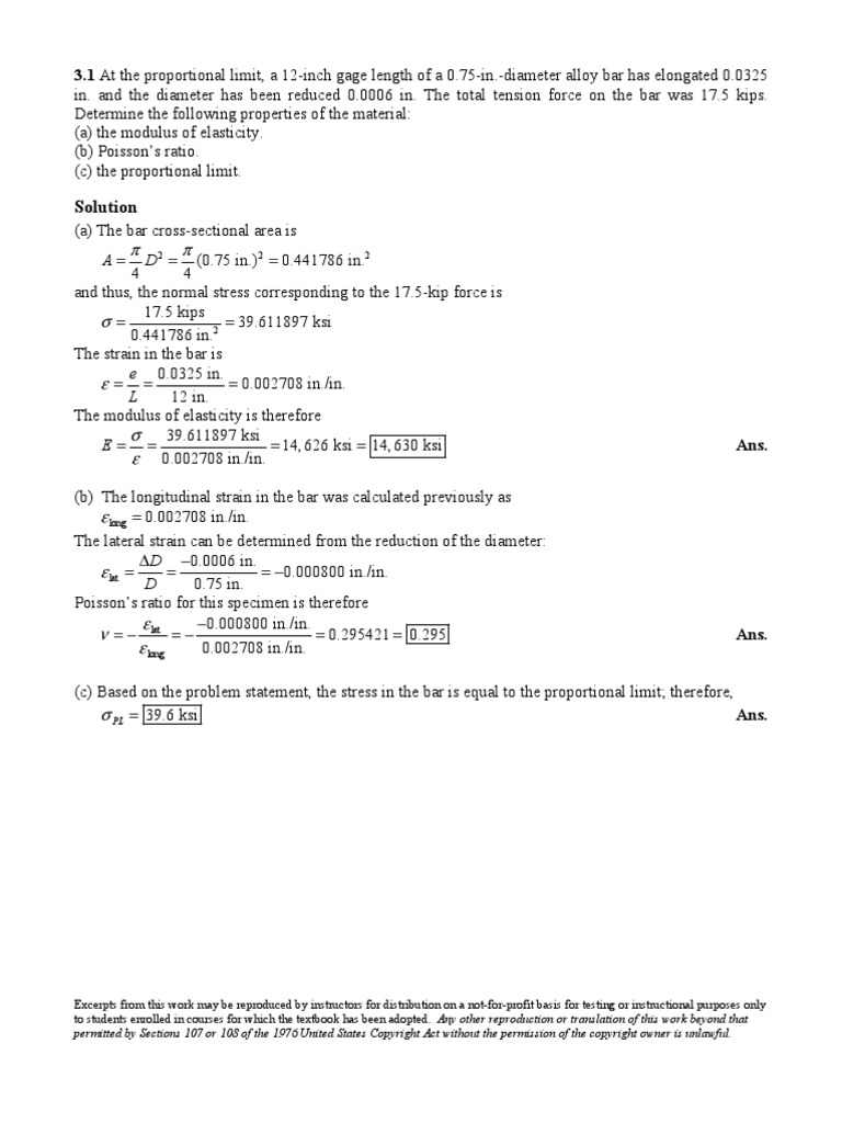 3 1 at The Proportional Limit A 12 Inch | PDF | Ultimate Tensile ...