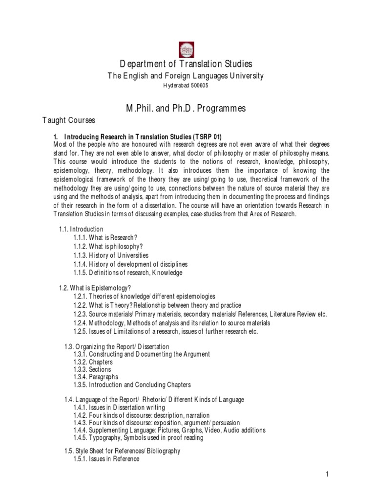 Translation Dept Curriculum | PDF | Thesis | Translations