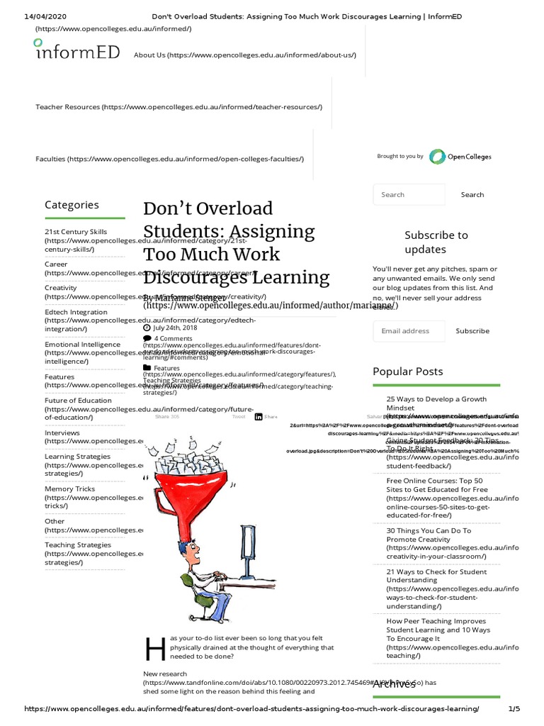Don't Overload Students - Assigning Too Much Work Discourages Learning ...