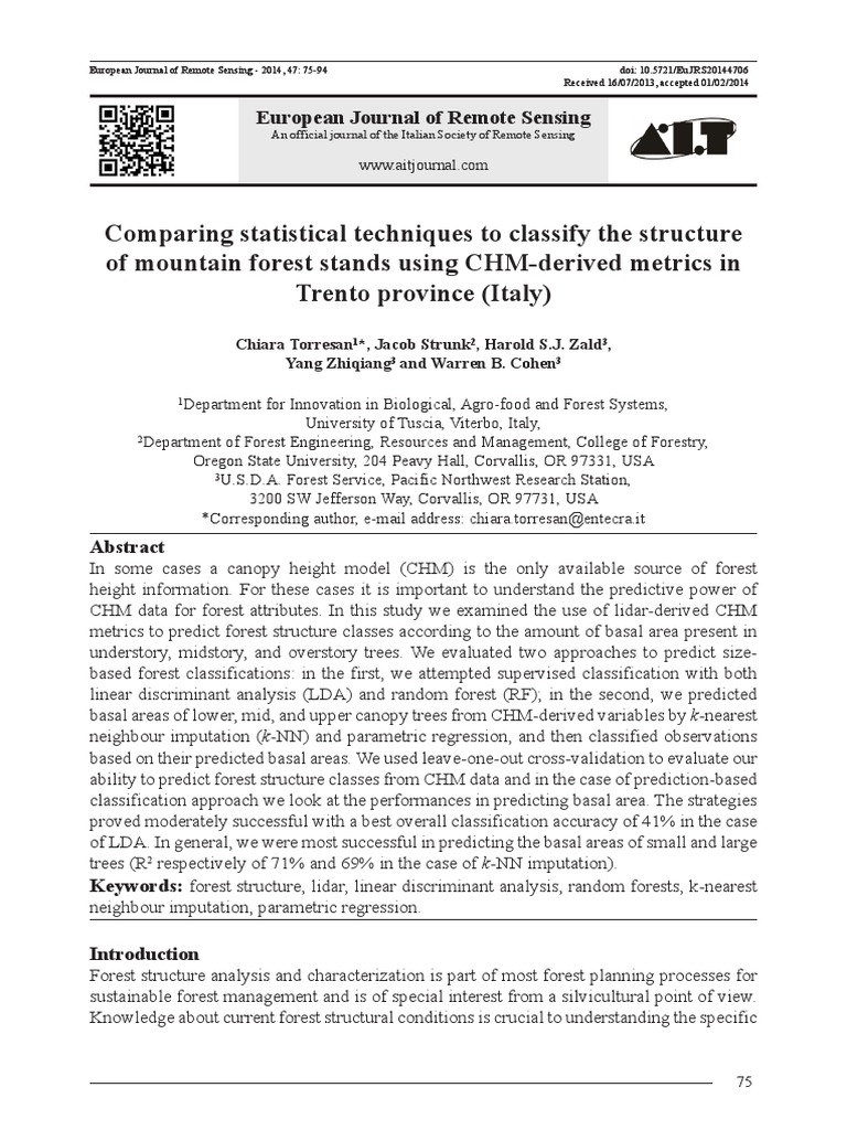 CHM Metrics for Forest Structure Classification | PDF | Statistical ...