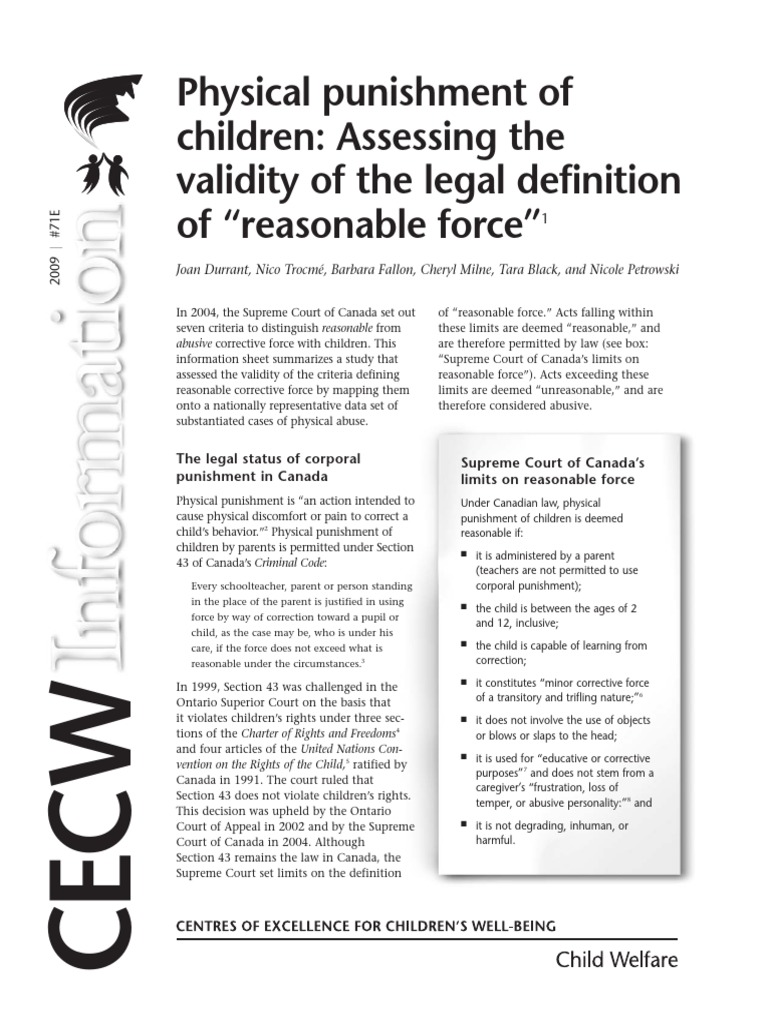 Physical Punishment of Children: Assessing The Validity of The Legal ...