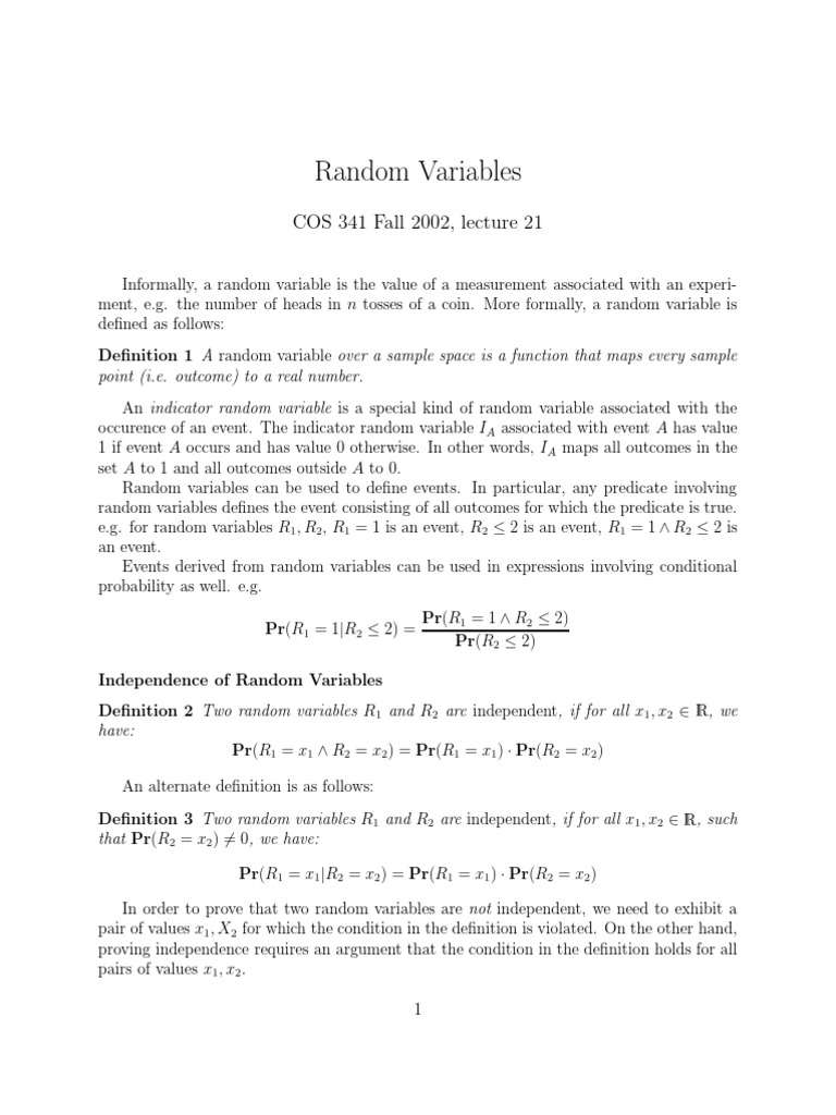 Random Variables | PDF