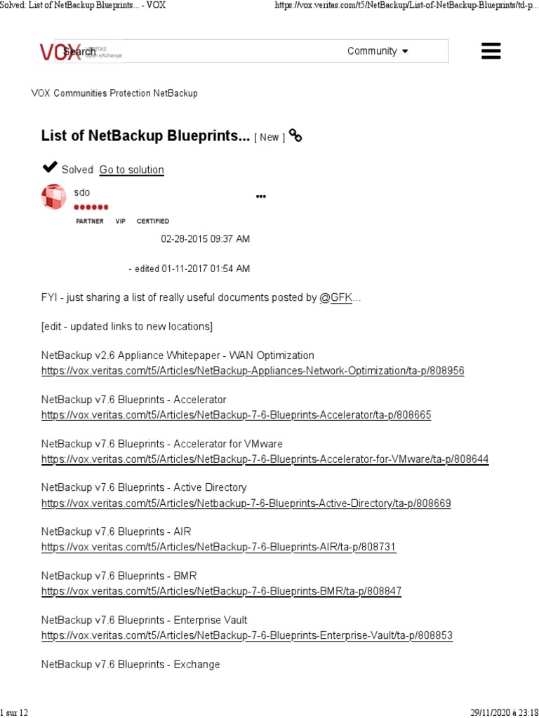 List of NetBackup Blueprints | PDF | Computer Networking | Data