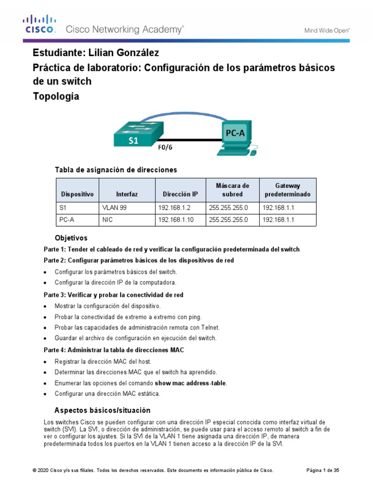 5.1.1.6 Lab - Configuring Basic Switch Settings - ILM - LG | PDF | Conmutador de red ...