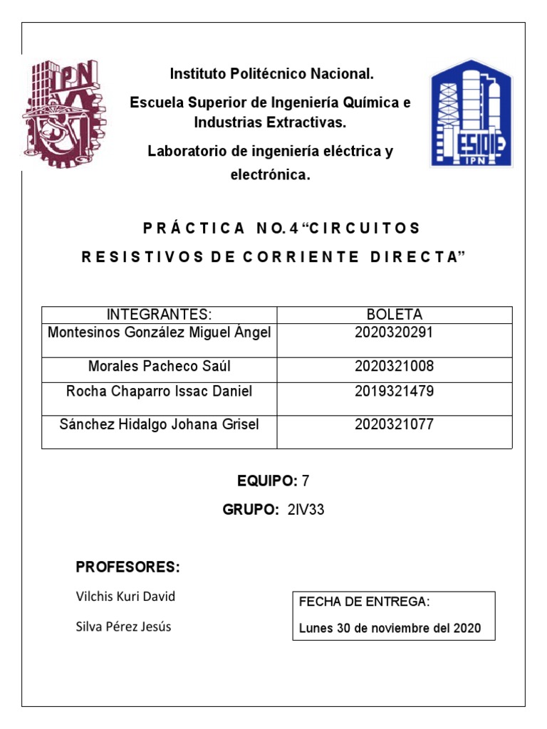 PRACTICA4 | Descargar gratis PDF | Resistencia Eléctrica y Conductancia | Corriente eléctrica