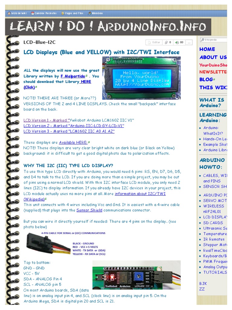 Arduino Info Lcd Blue I2c Pdf Cursor User Interface Arduino 