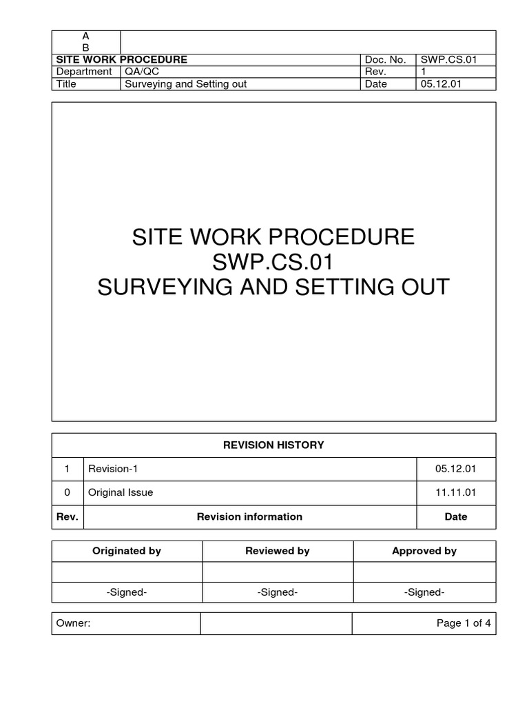 SWP Surveying and Setting Out Method Statement | PDF