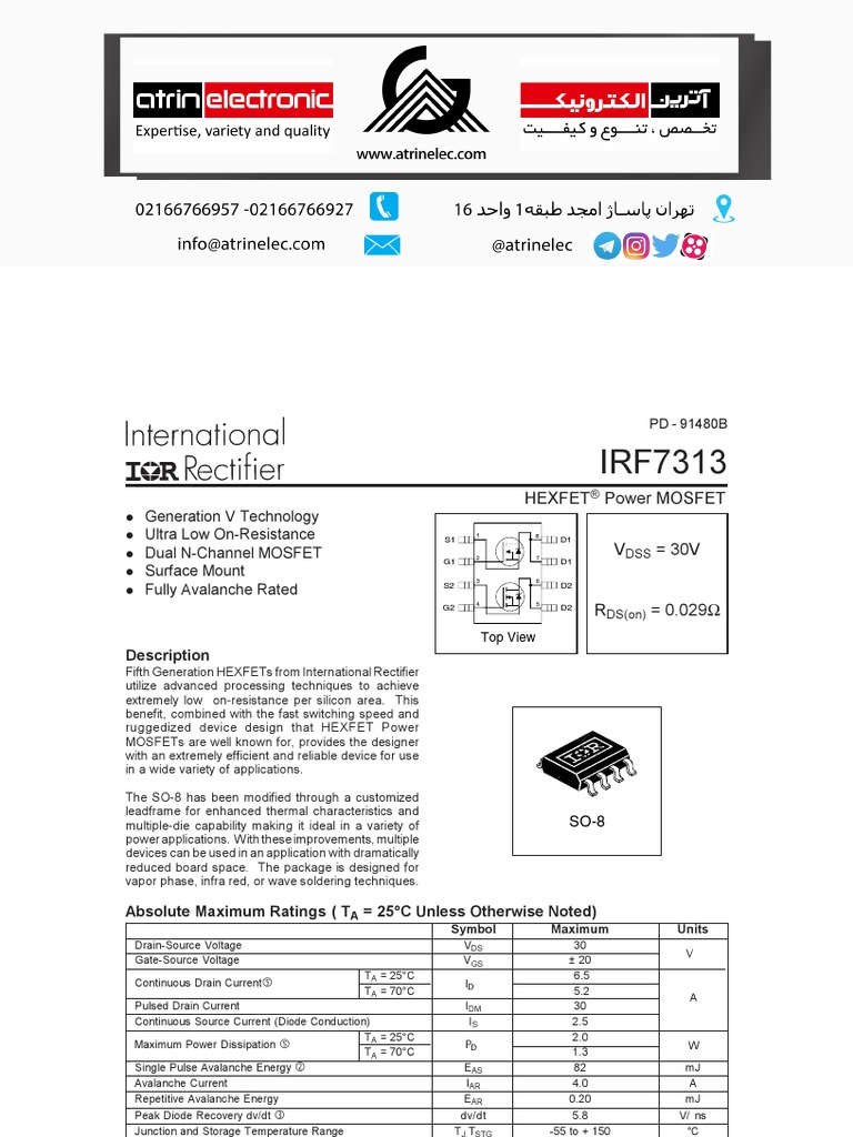 IRF7313 | PDF | Field Effect Transistor | Mosfet