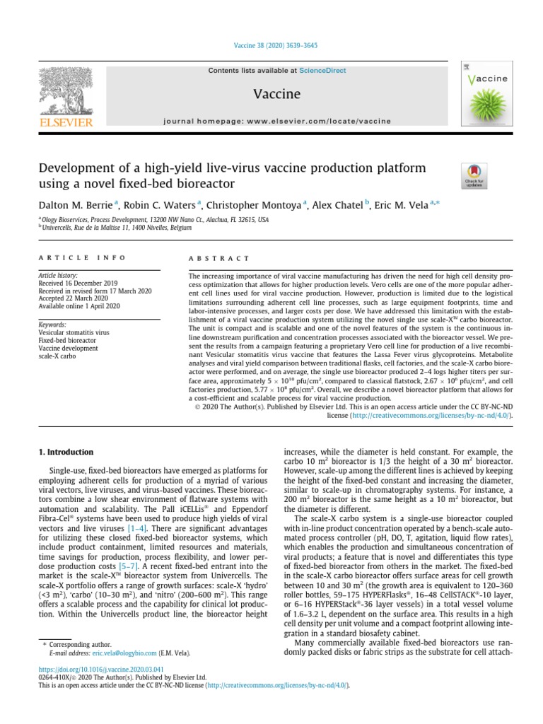 Uso de Bioreactor de Lecho Fijo | PDF | Virus | Life Sciences