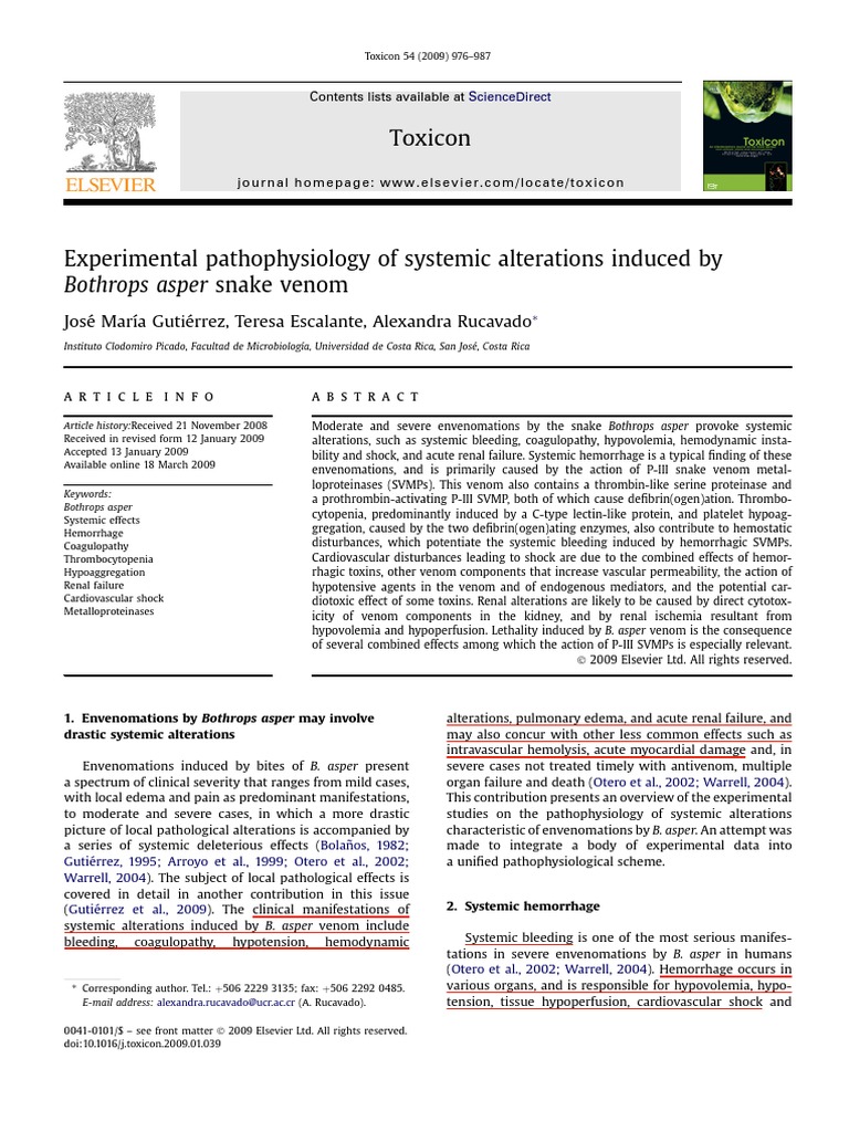 Toxicon: Jose Marı A Gutie Rrez, Teresa Escalante, Alexandra Rucavado ...