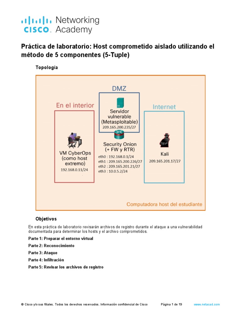 12.4.1.2 Lab - Isolate Compromised Host Using 5-Tuple | PDF | Contraseña | Protocolo de ...