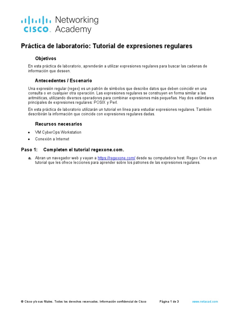 12.2.2.9 Lab - Regular Expression Tutorial | PDF | Expresión regular | Tecnologías de la información
