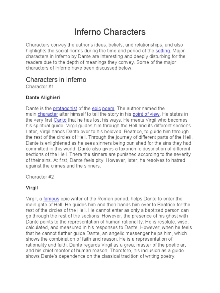 Inferno Characters | PDF | Inferno (Dante) | Divine Comedy