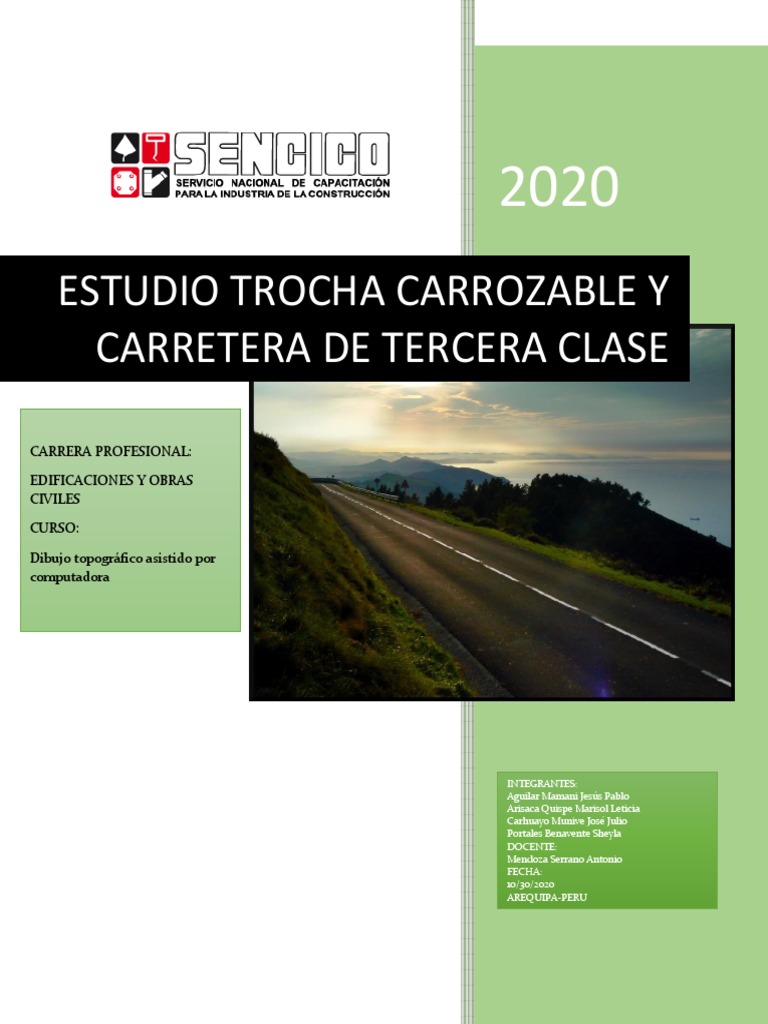 Estudio Trocha Carrozable y Carretera de Tercera Clase | PDF | Línea de contorno | Topografía