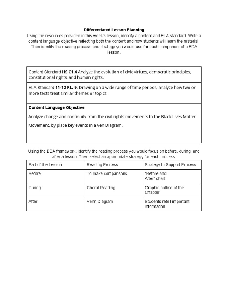 Differentiated Lesson Planning Guide | PDF