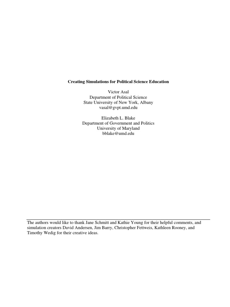 Creating Simulations For Political Science Education | PDF | Simulation ...