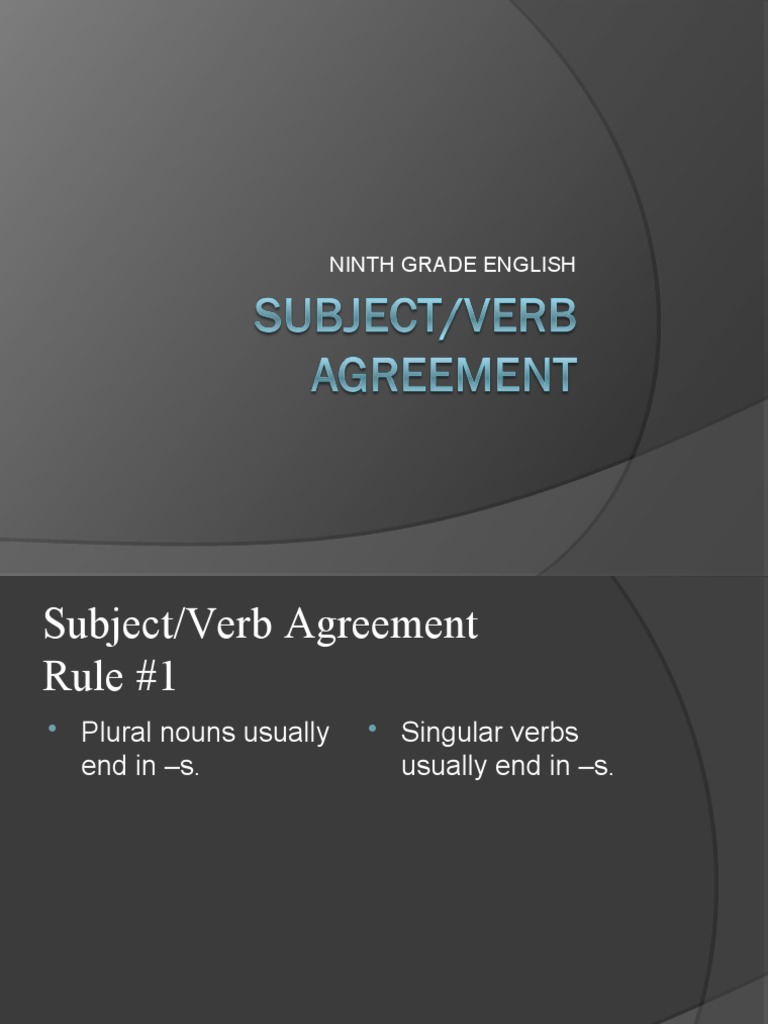 9th Grade Subject-Verb Agreement | PDF | Subject (Grammar ...