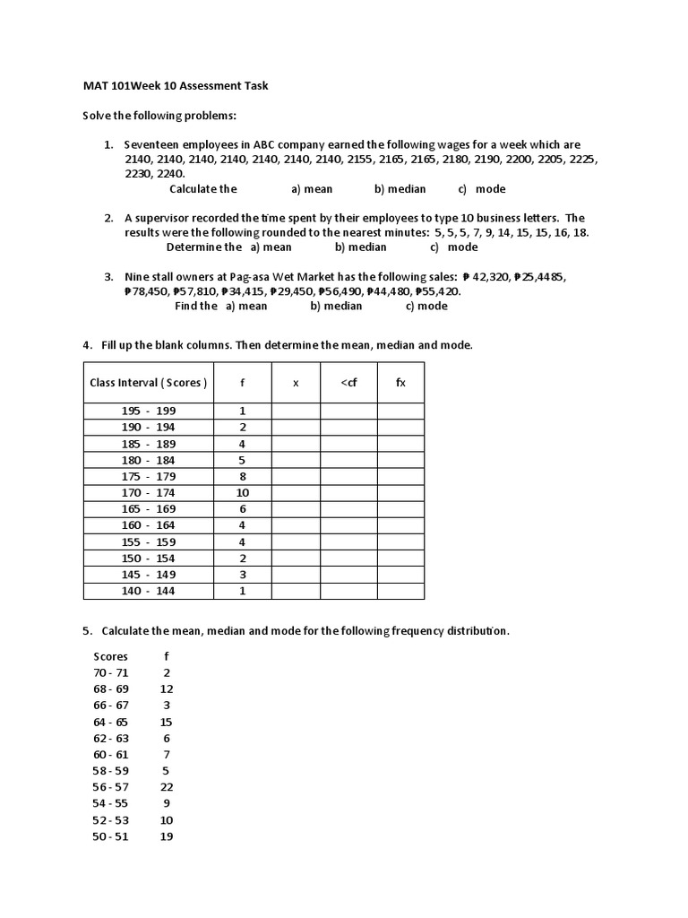 Week 10 Assessment Task On MAT101 | PDF