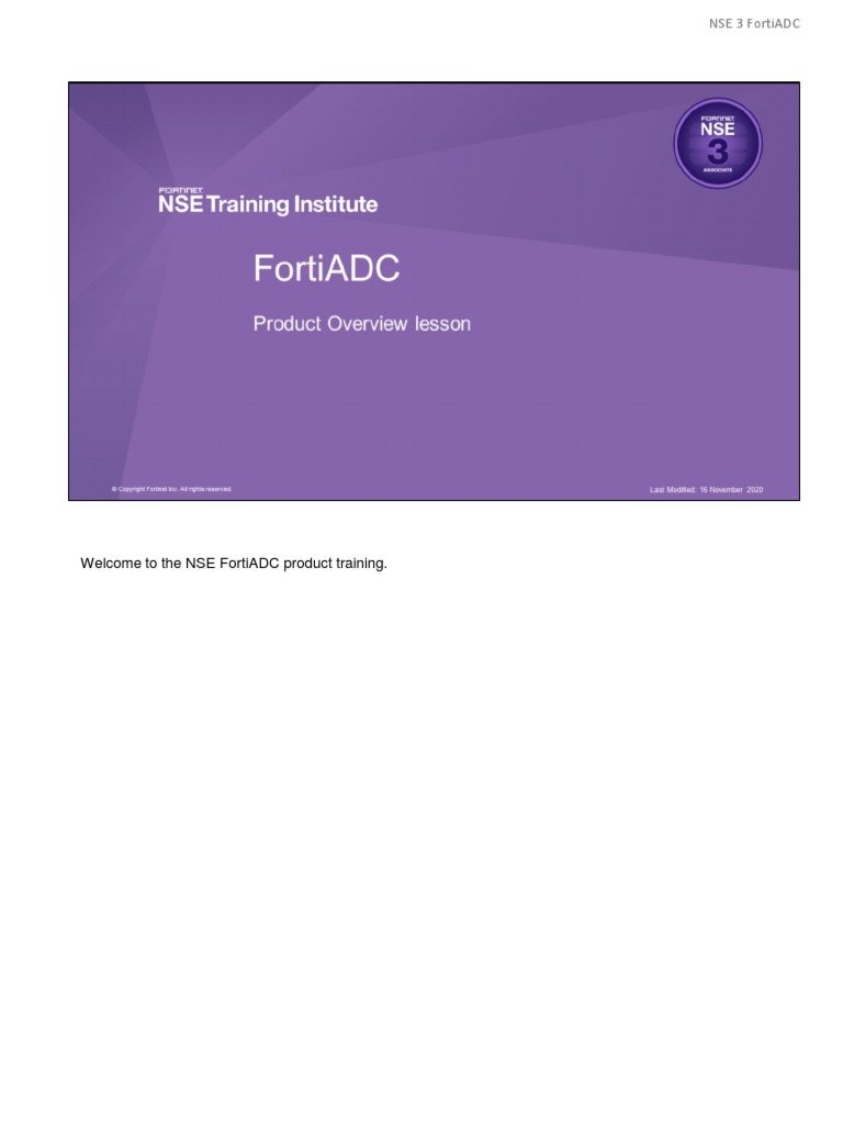 NSE 3 FortiADC CompleteCourse v3 WM 2019Q4 | PDF | Load Balancing (Computing) | World Wide Web