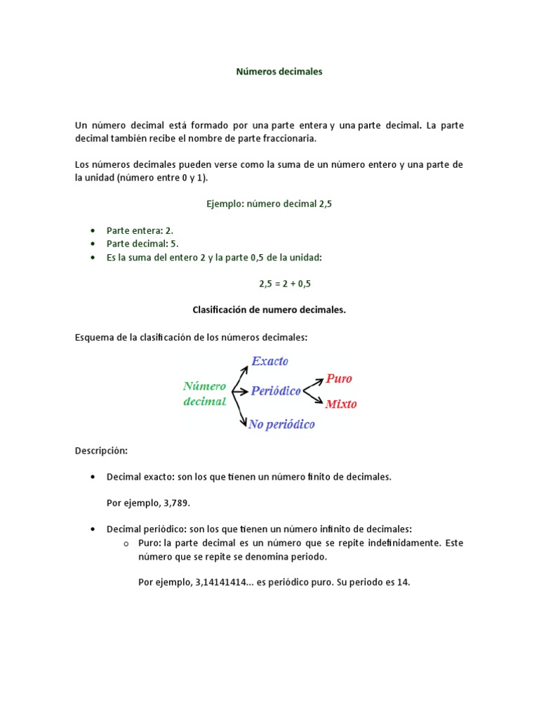 Tipos de Números Decimales | PDF