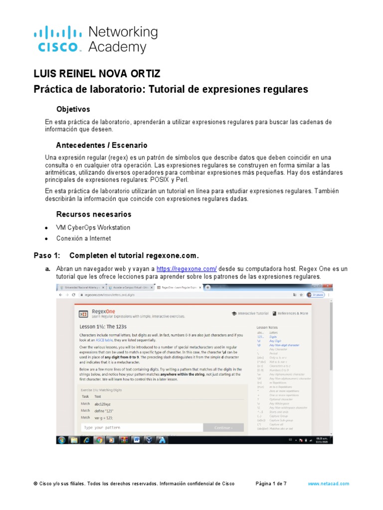 12.2.2.9 Lab - Regular Expression Tutorial | PDF | Expresión regular | Tecnología digital