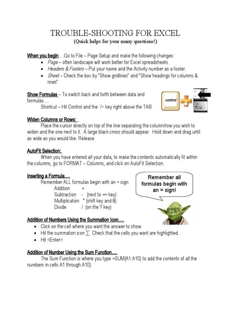 Trouble-Shooting For Excel | PDF | Spreadsheet | Microsoft Excel