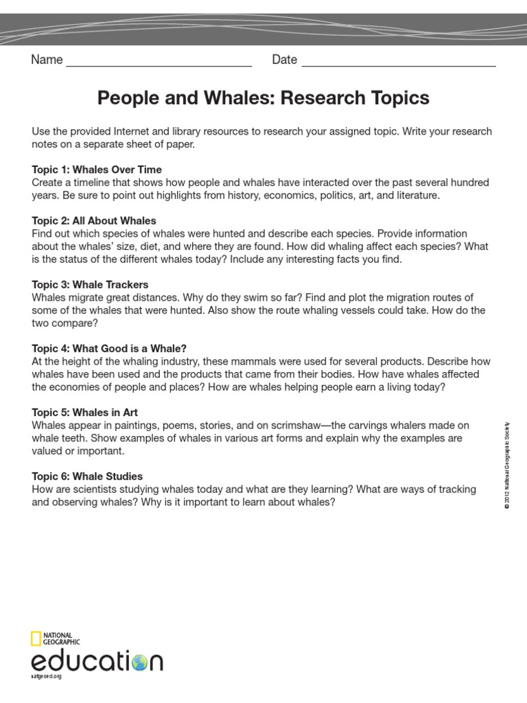 Whale Research Topics | PDF