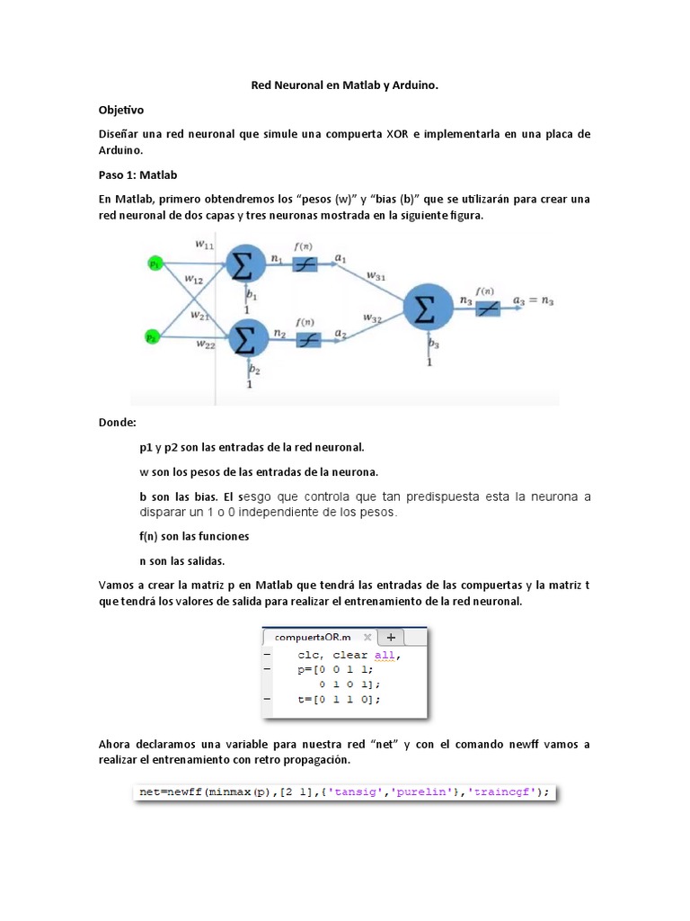 Red Neuronal de Matlab Con Arduino | PDF | Red neuronal artificial | Neurona