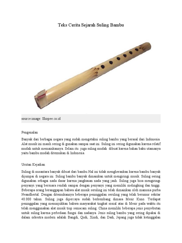 Teks Cerita Sejarah Suling Bambu | PDF