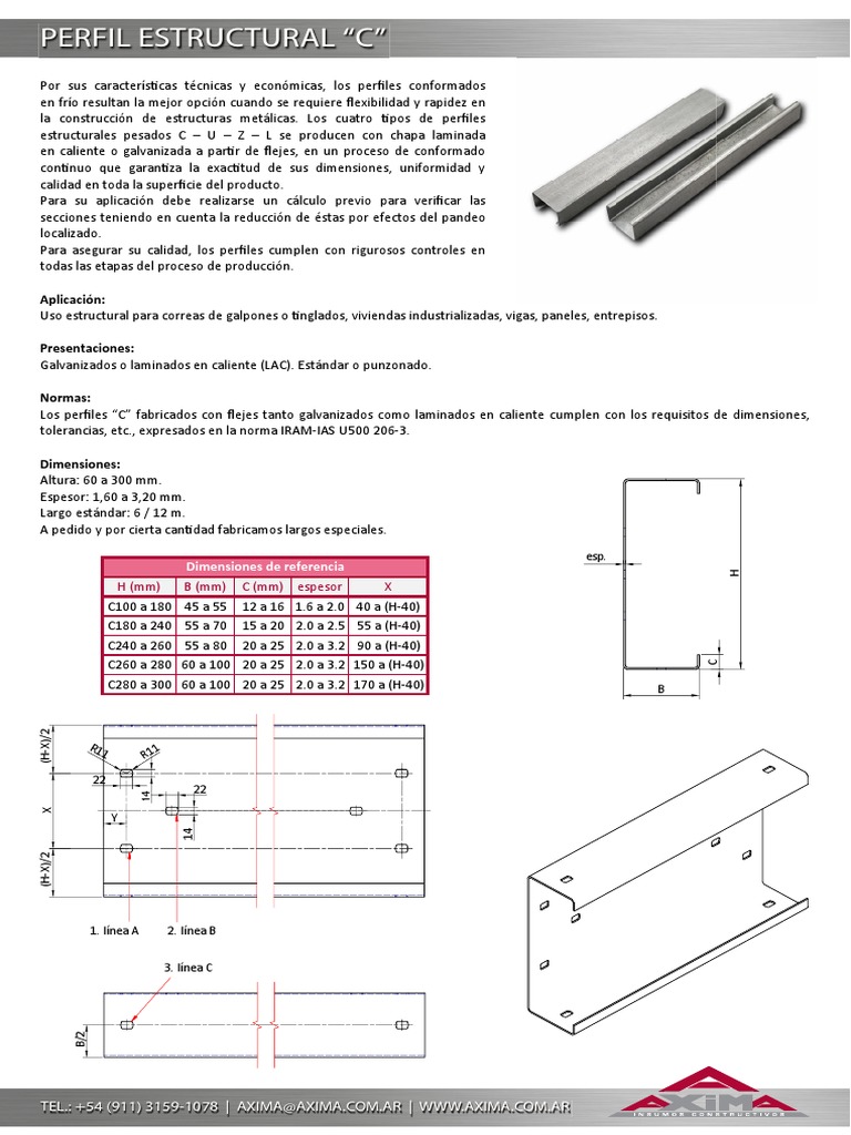 Medidas y características del perfil C | PDF | Ingeniería mecánica ...