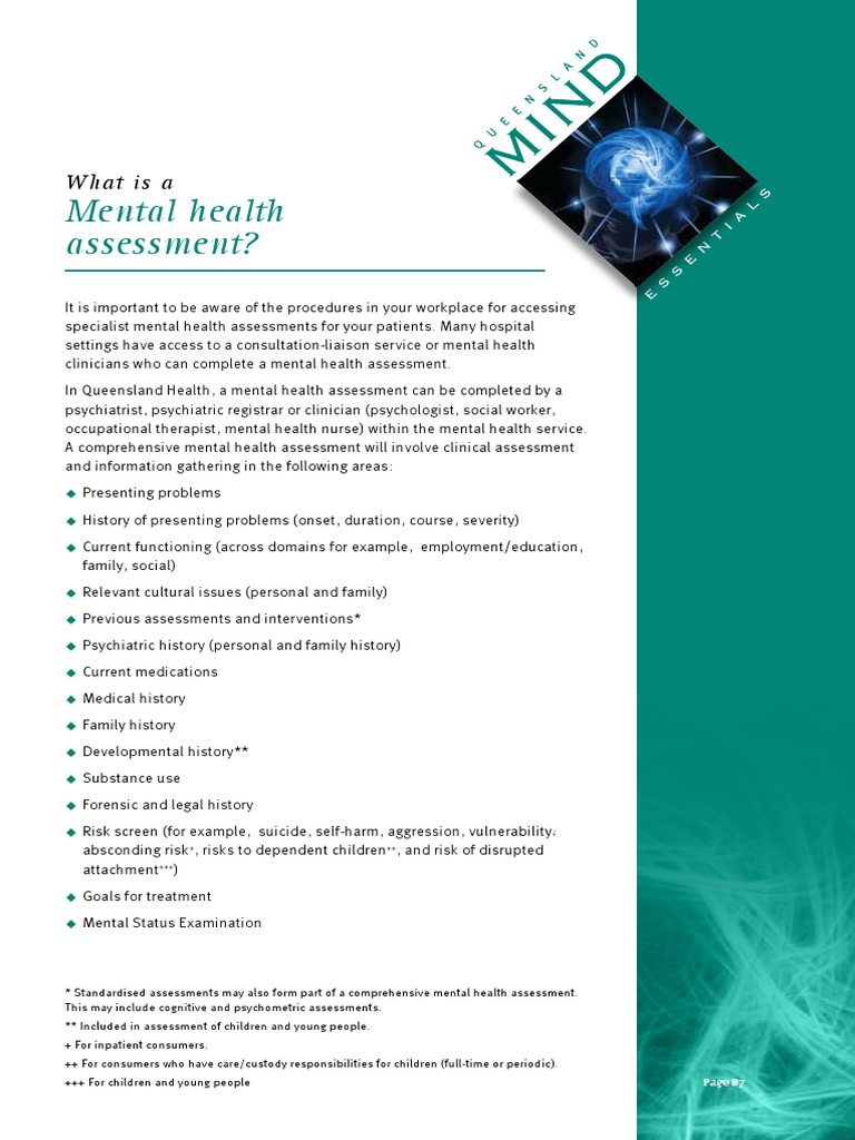 Mental Health Assessment?: What Is A | PDF | Mental Health | Psychiatry