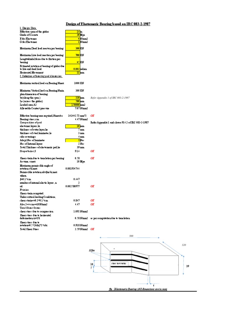 Design of Elastomeric Bearing Based On IRC 083-2-1987 | PDF | Stress ...