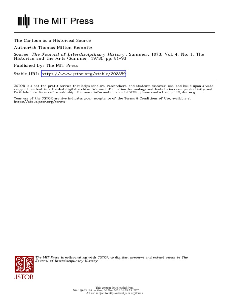 Thomas Milton Kemnitz The Cartoon As A Historical Source | PDF ...