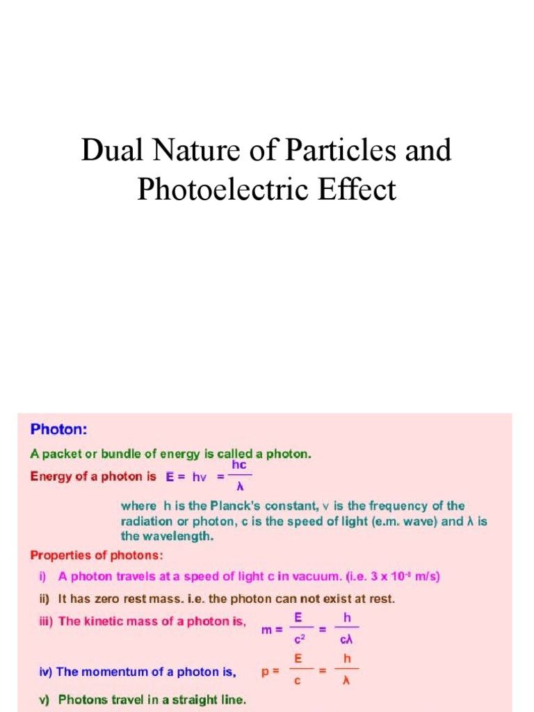 Dual Nature of Particles and Photoelectric Effect | PDF