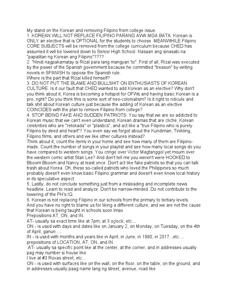 fILIPINO Grammar | PDF | Philippines