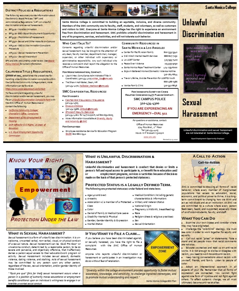 Unlawful Discrimination Brochure PDF | PDF | Sexual Harassment ...