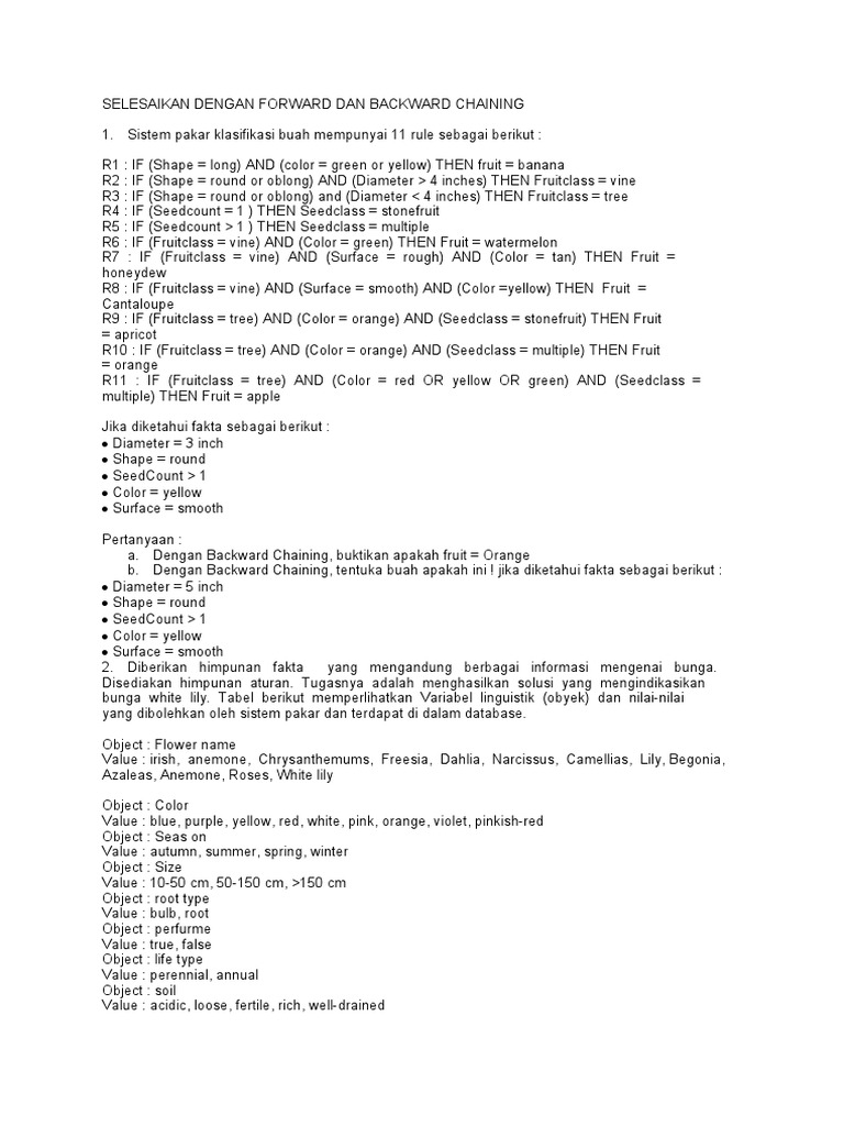 Selesaikan Dengan Forward Dan Backward Chaining | PDF | Lilium | Plant Morphology