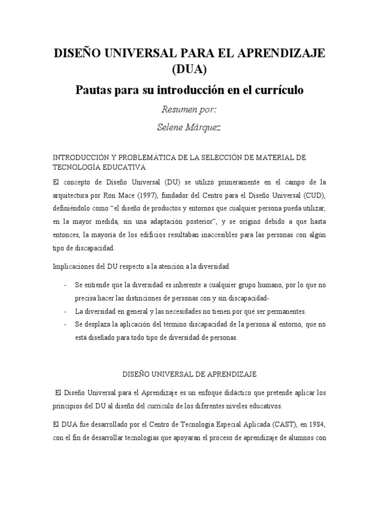Diseño Universal para Aprendizaje | PDF | Plan de estudios | Aprendizaje