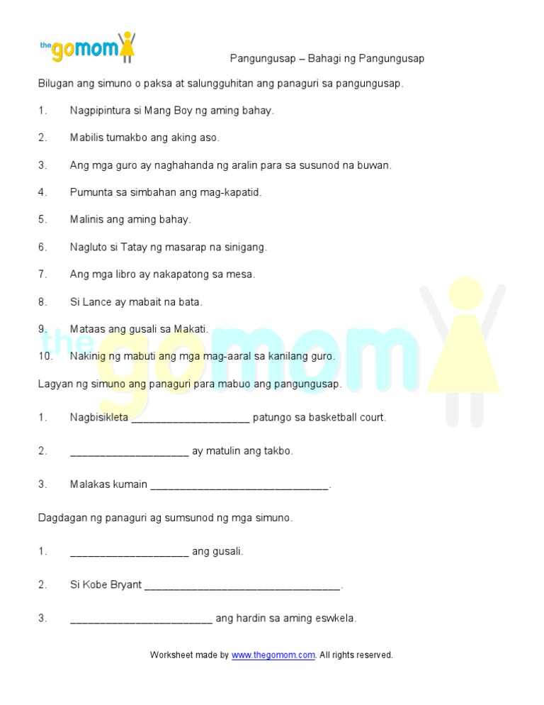 Pangungusap - Bahagi NG Pangungusap | PDF