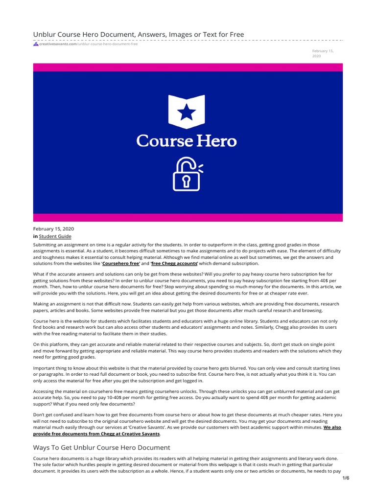 Unblur Course Hero Document Answers Images or Text For Free PDF | PDF ...