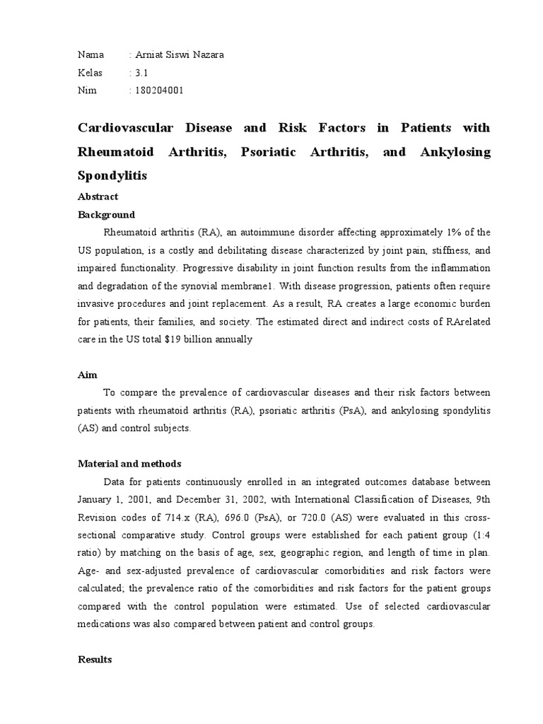 Analisa Jurnal PICOT | PDF | Arthritis | Psoriasis